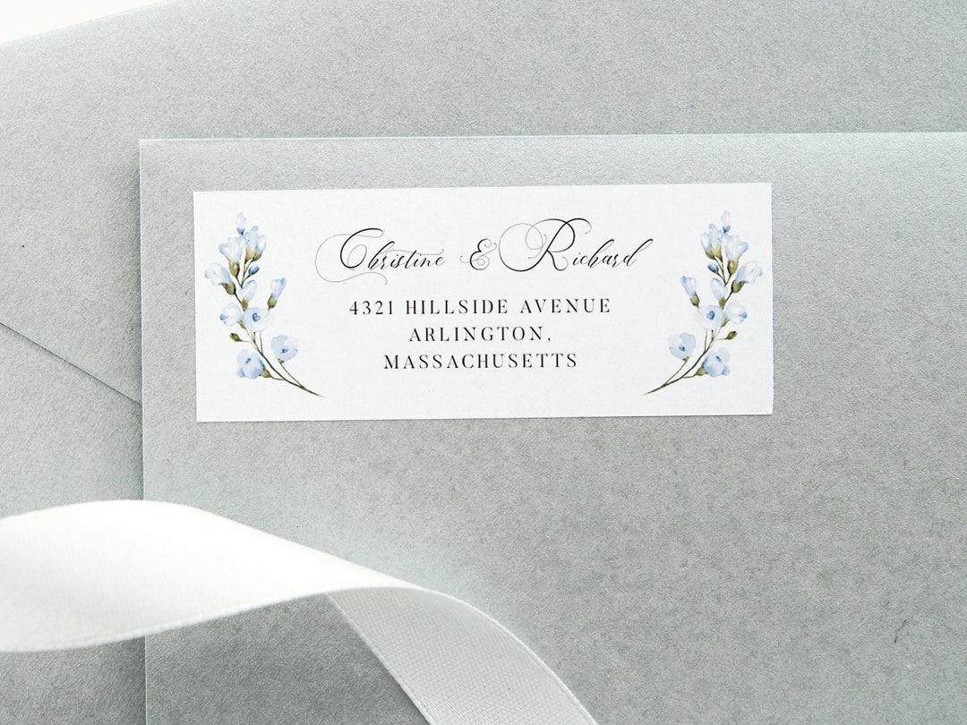 Rustic Return Address Label Template Dusty Blue Wedding Address Sticker ...