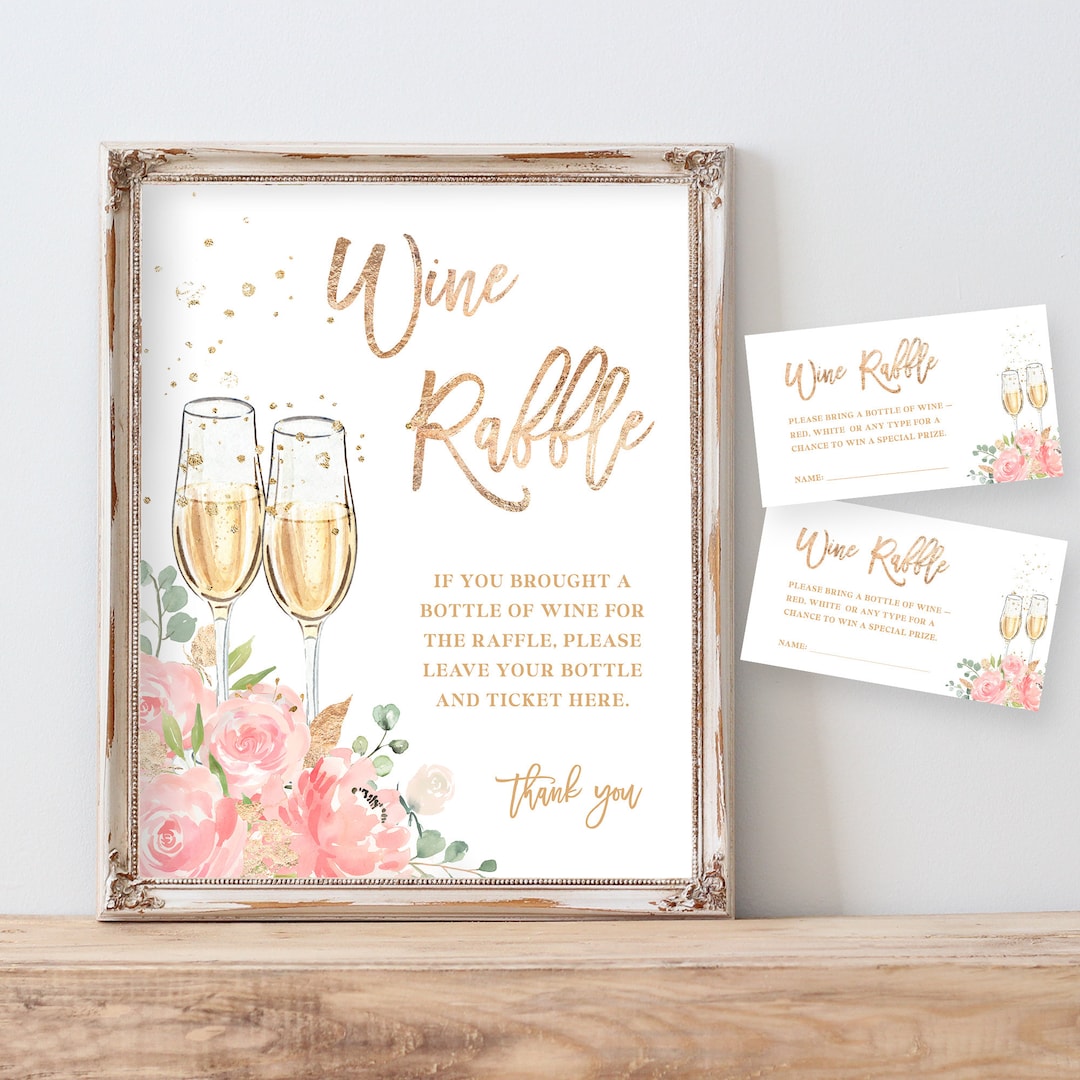 Wine Raffle Game - Bring Bottle of Wine, Brunch and Bubbly Sign ...