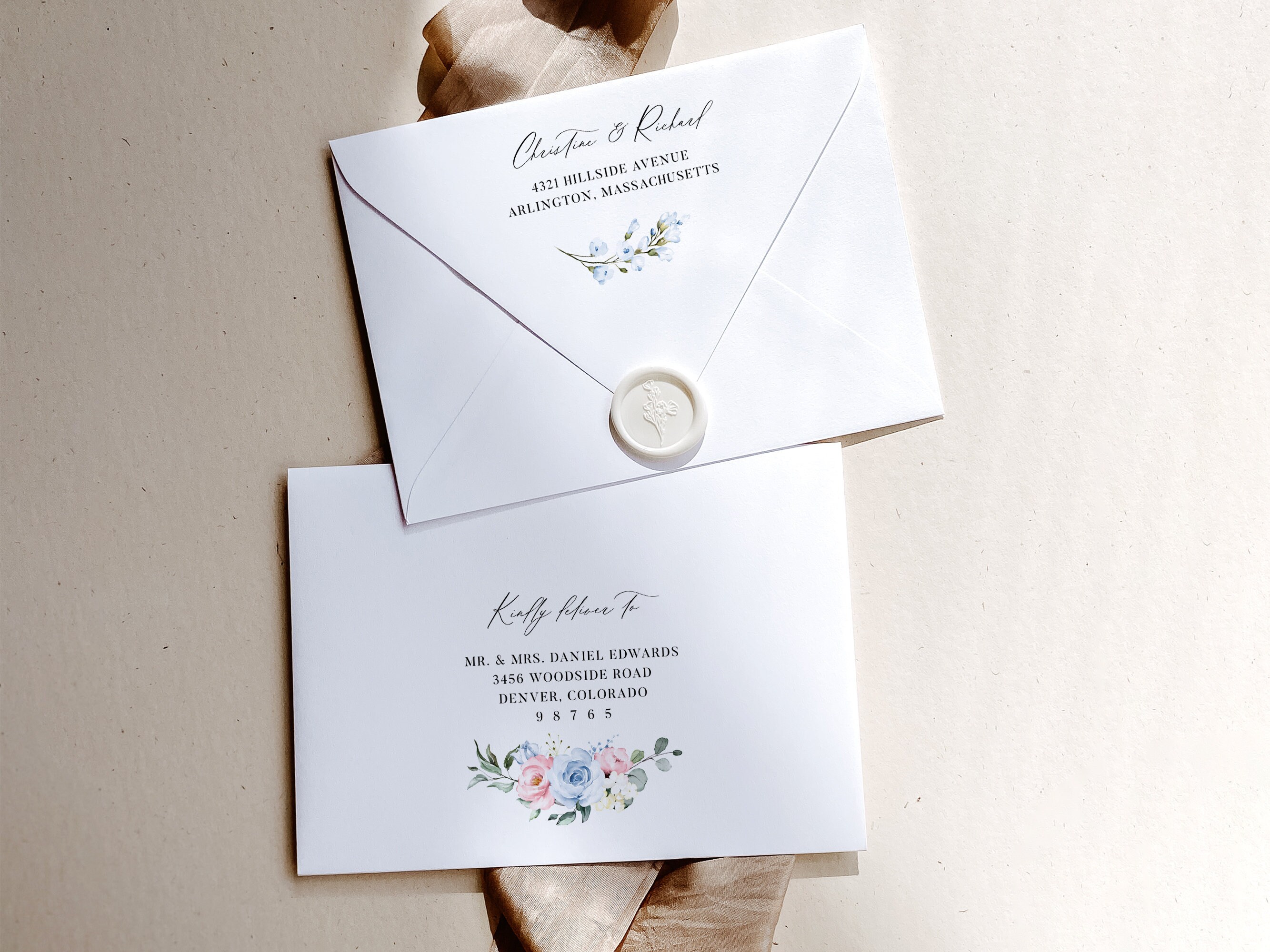 Envelope Address Template Wedding Address Labels with Dusty | Etsy