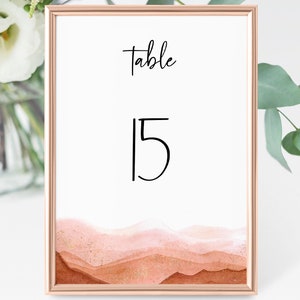 Terracotta Wedding Table Numbers Template Burnt Orange - Etsy