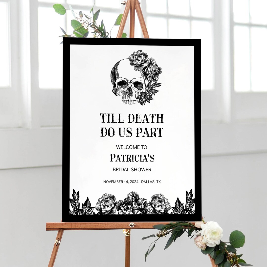 Gothic Bridal Shower Welcome Sign Template - Skull Wedding Shower ...