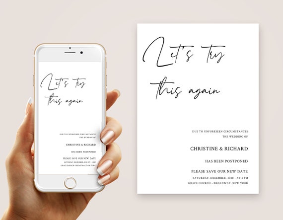 Wedding Postpone Announcement Template - Change the Date Wedding ...
