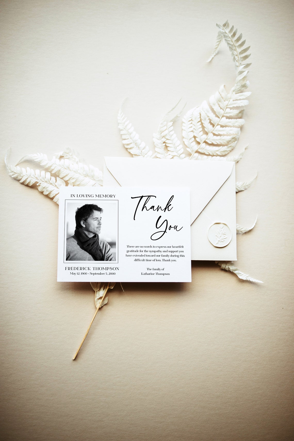 Simple Funeral Thank You Card Template With Photo Minimalist - Etsy