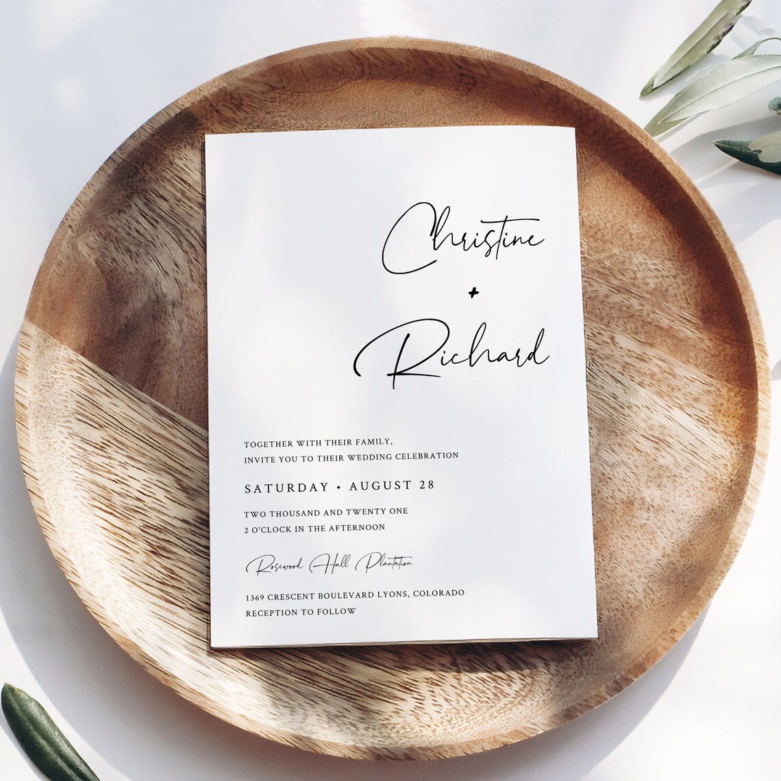 Simple Wedding Invitation Template Download Printable | Etsy