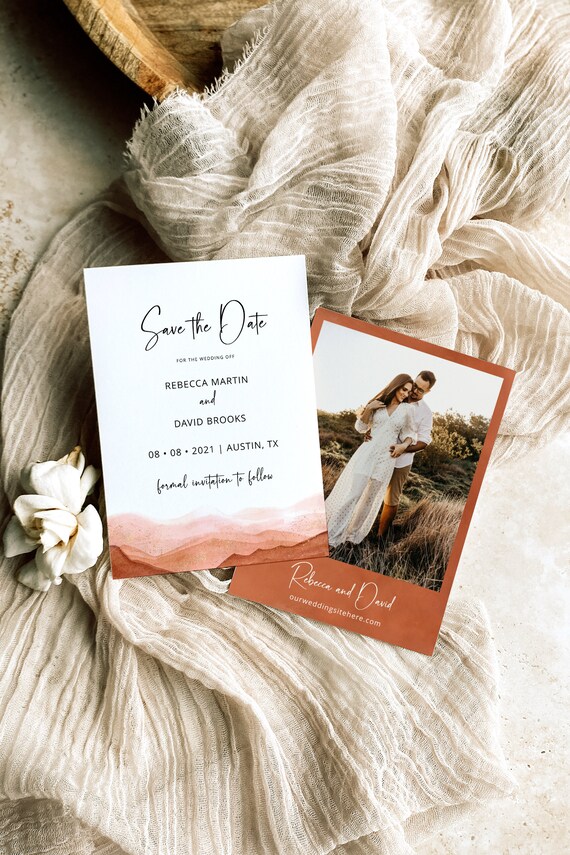 Photo Save the Date Template - Terracotta Destination Wedding ...