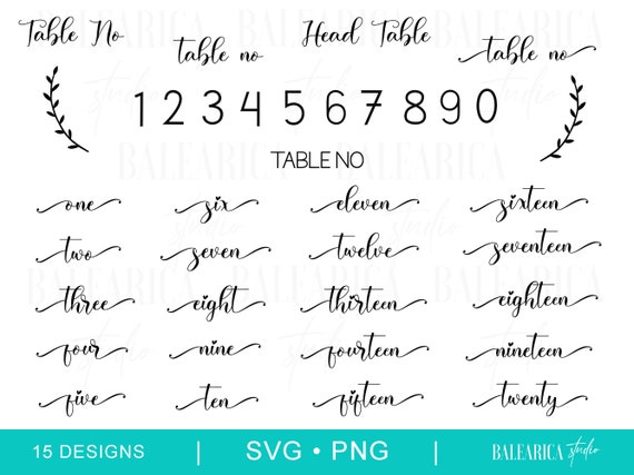 Table Numbers SVG Bundle Wedding Svg DIY Table Decor Svg - Etsy UK