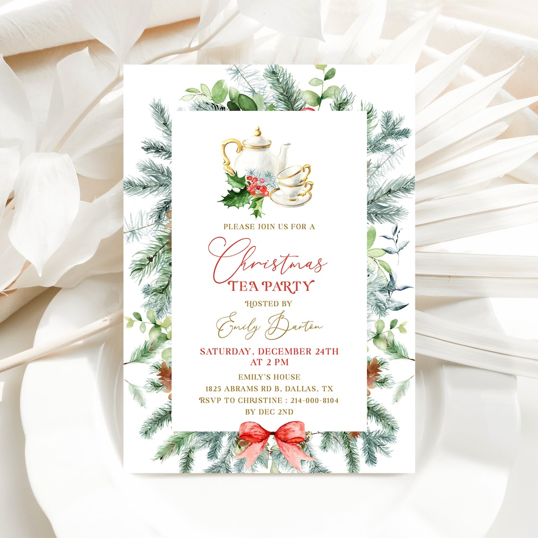 Christmas Tea Party Editable Invitation Template - High Tea Invite ...