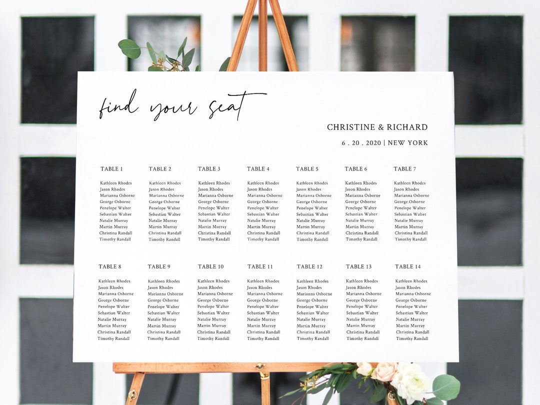 Wedding Seating Chart Template Printable Modern Minimalist Table ...