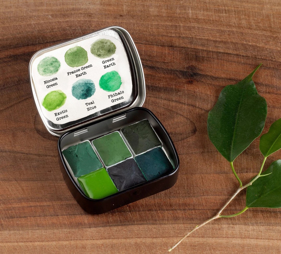 Handmade Green Watercolor Paint Set: Artisan Aquarelle Palette - Etsy