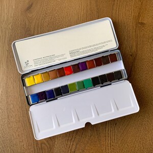 Handmade Artisan Watercolor Paint Palette. 24 Vibrant Colors, Artist ...