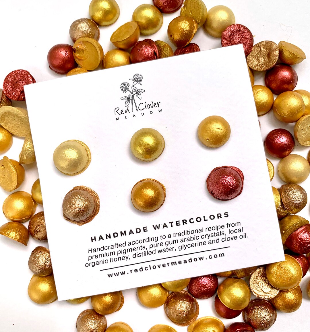 Gold Sample Card. Six Gold Mica Colors. Handmade Pearlescent Gold ...