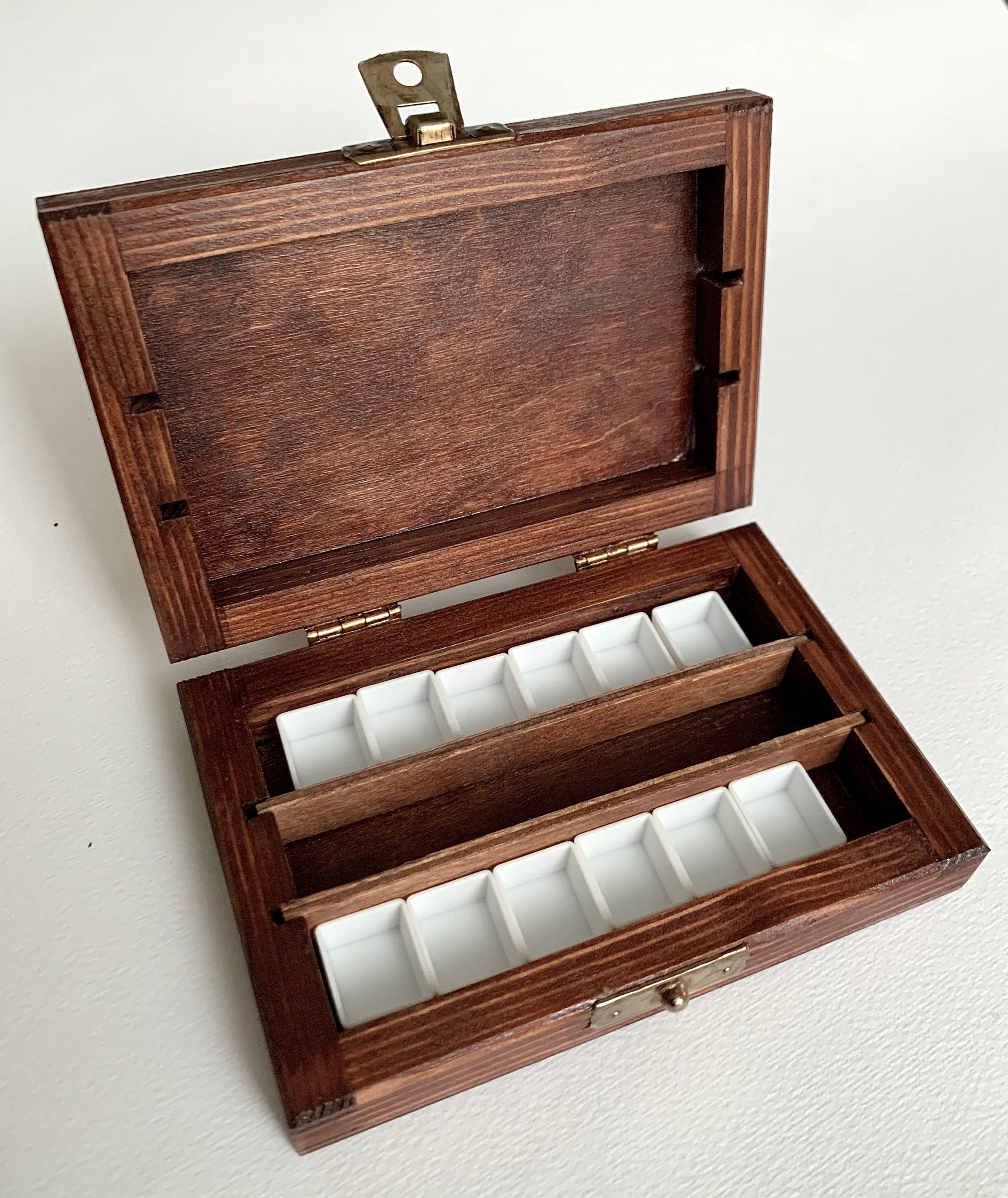 Wooden Box for Watercolor Storage. Watercolor Half Pan Wooden - Etsy