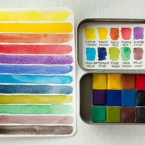 Classic Artisan Watercolor Palette. Handmade Paint Set of 12 Colors ...