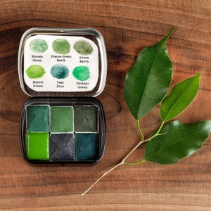 Handmade Green Watercolor Paint Set: Artisan Aquarelle Palette - Etsy