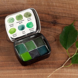 Handmade Green Watercolor Paint Set: Artisan Aquarelle Palette - Etsy