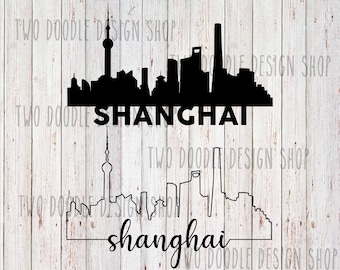 Shanghai Skyline Silhouette, Shanghai Skyline Vector, Shanghai China ...