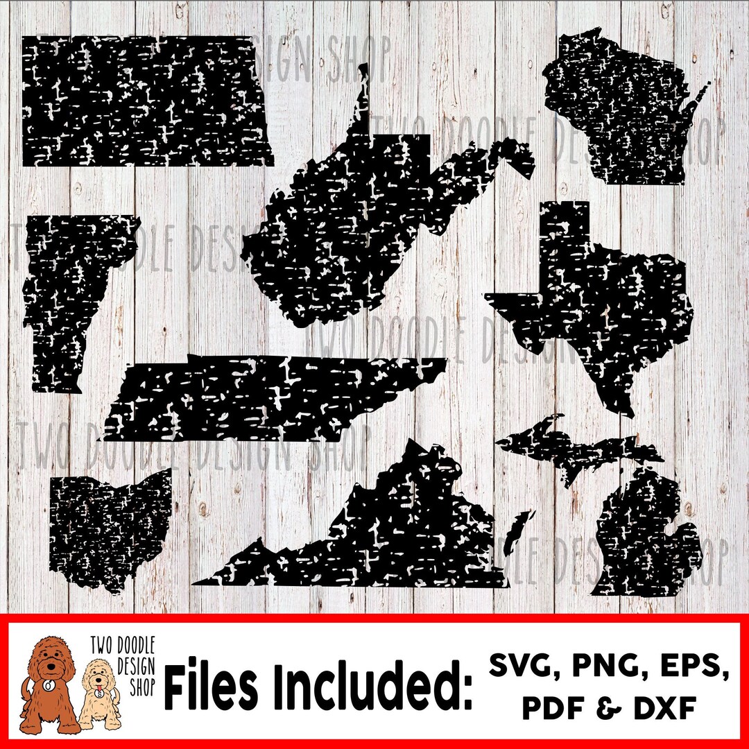 All 50 Distressed States - SVG File Instant Download - Etsy