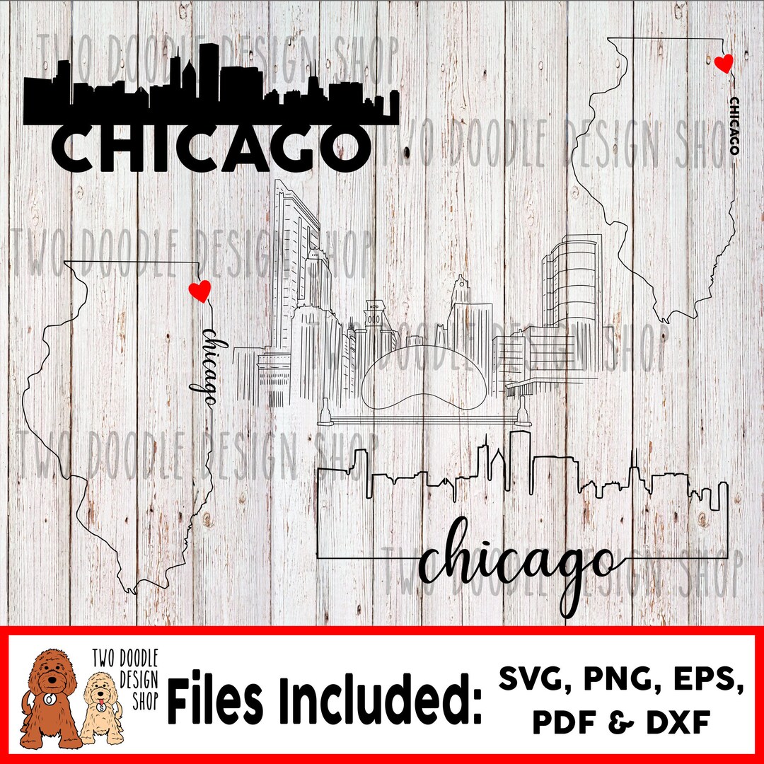 Chicago, Illinois Skyline SVG Bundle - SVG File Instant Download - Etsy