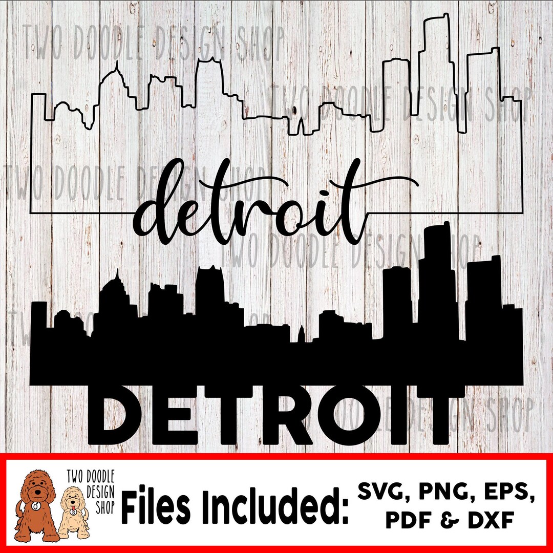 Detroit, Michigan Skyline Two-pack - SVG File Instant Download - Etsy