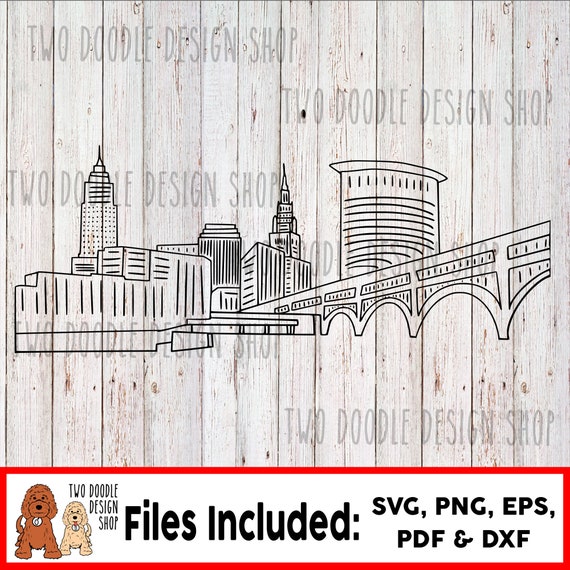 Cartoon Cleveland Ohio Skyline