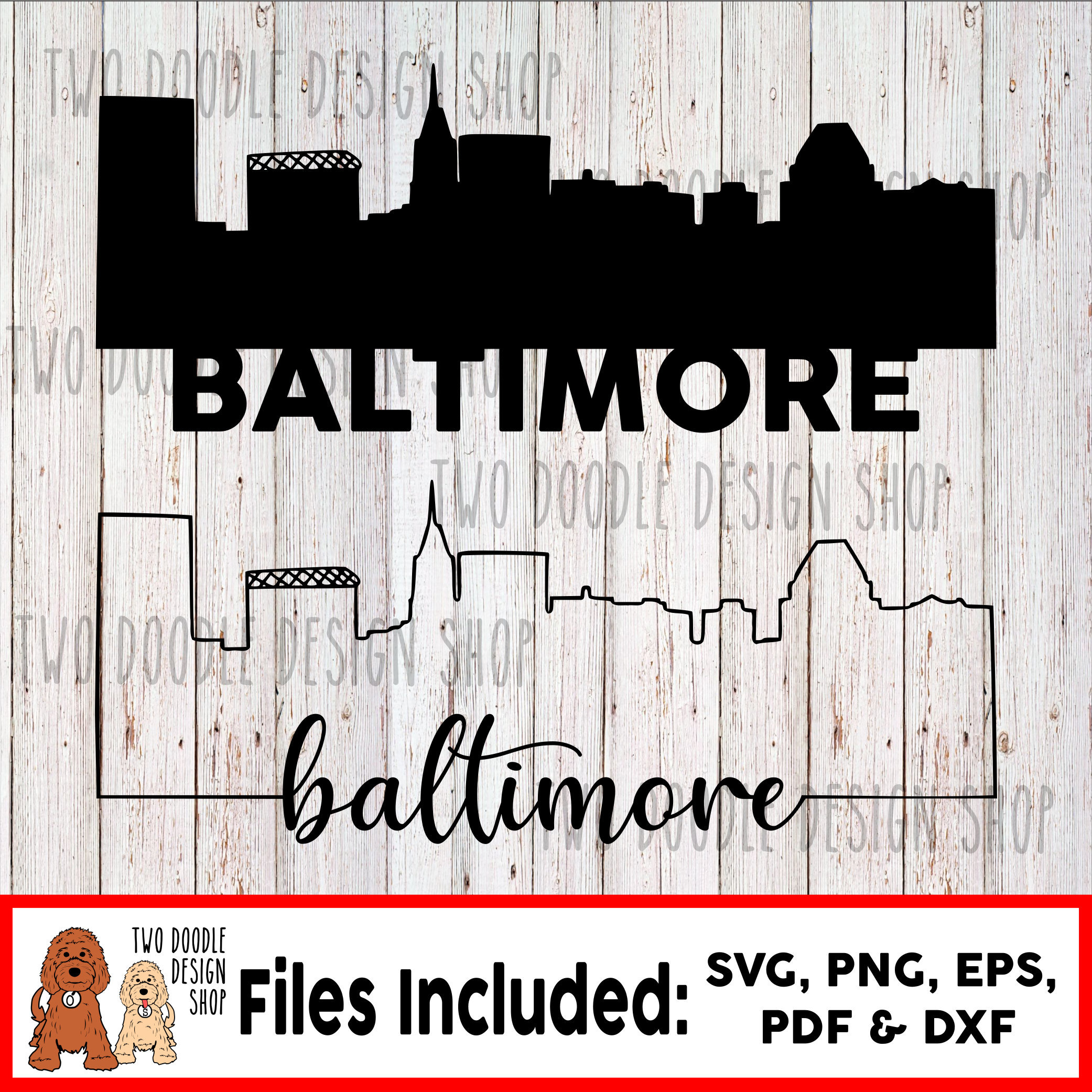 Baltimore Maryland Skyline Two-Pack SVG File Instant | Etsy