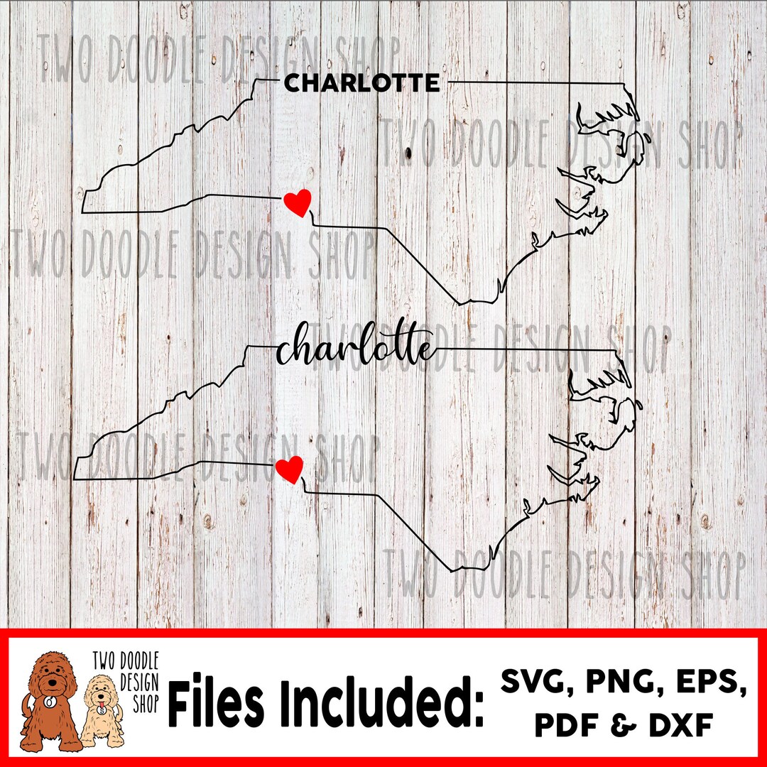 Charlotte, North Carolina Script - SVG File Instant Download - Etsy