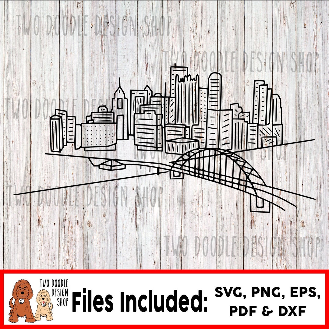 Pittsburgh, Pennsylvania Downtown Cartoon (hand-drawn) - SVG File ...