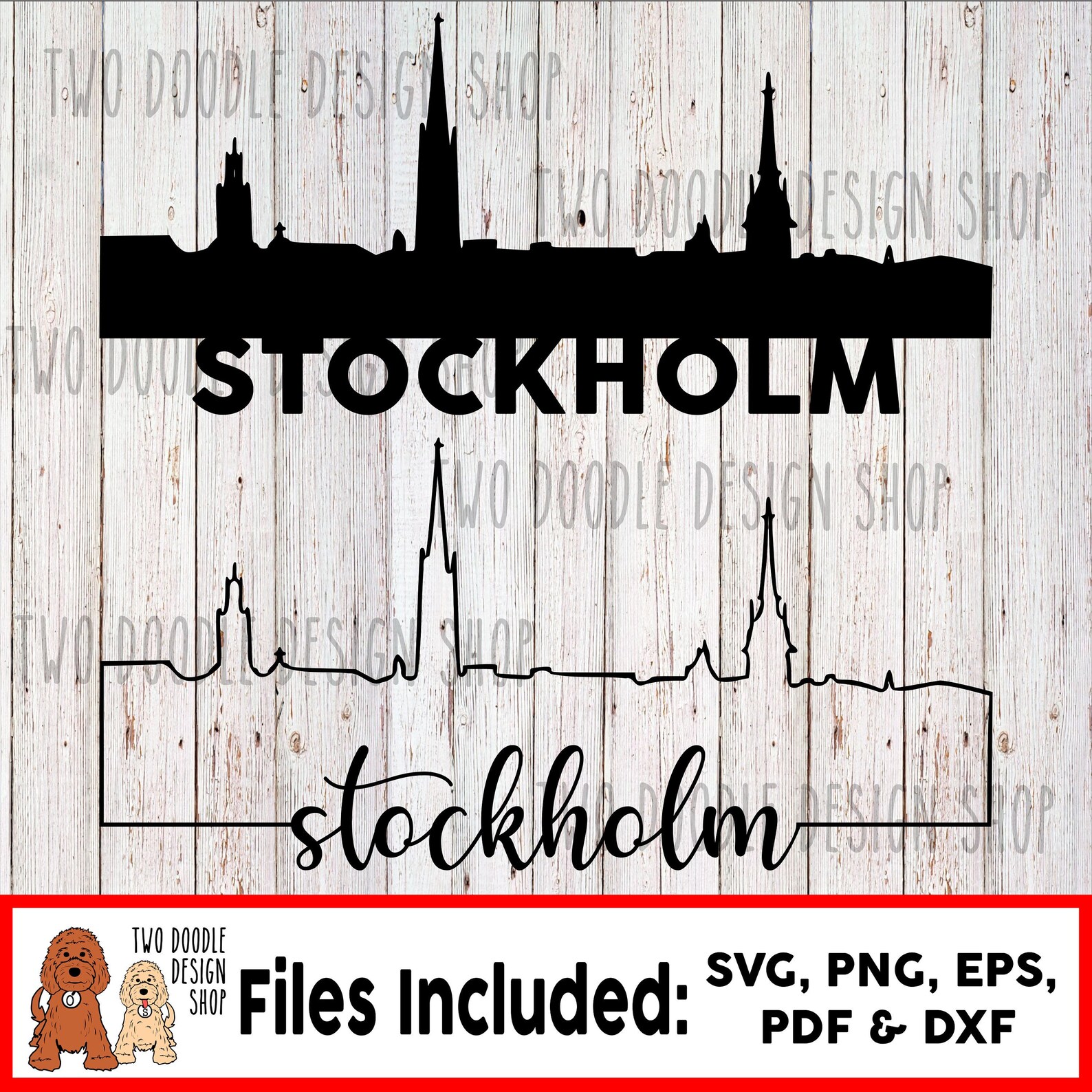 Stockholm Sweden Skyline Two-Pack SVG File Instant Download | Etsy