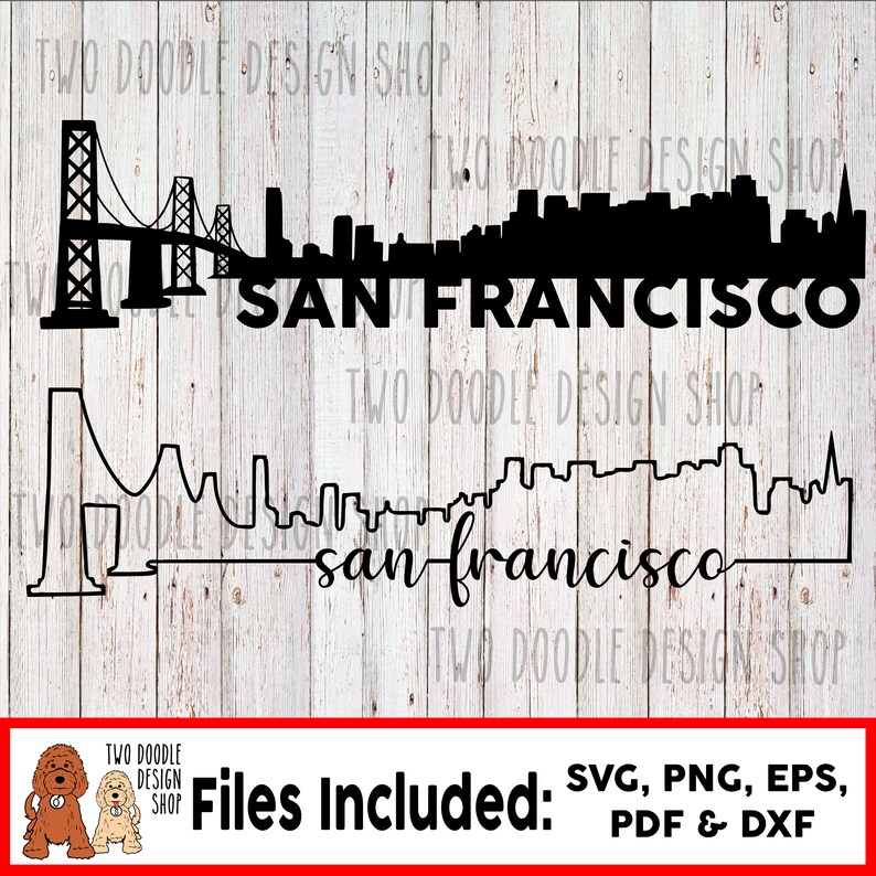 San Francisco, California Skyline Two-pack - SVG File Instant Download ...