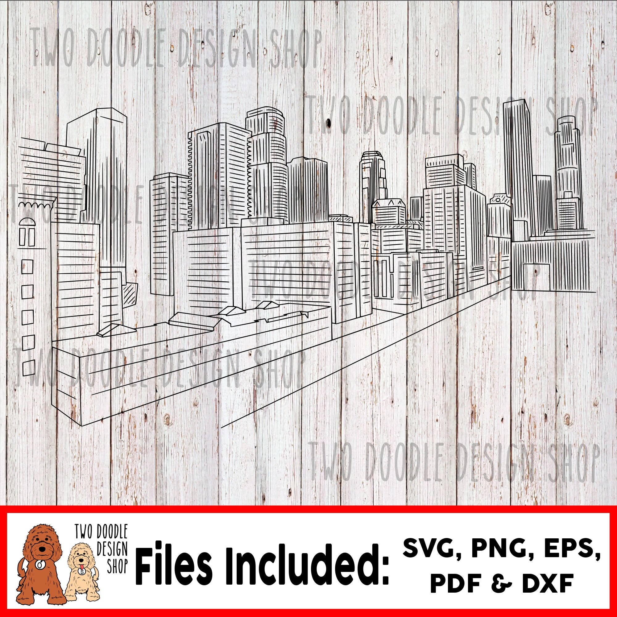 Los Angeles California Downtown Cartoon hand-drawn SVG - Etsy Australia