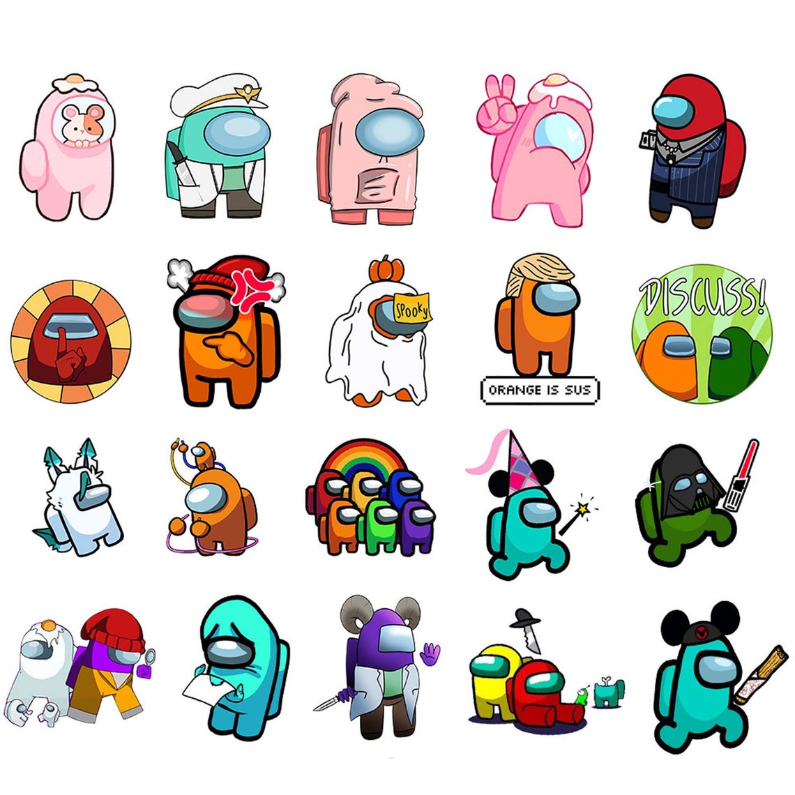 Among Us Sticker Doodle Game Stickers Waterproof Sticker | Etsy