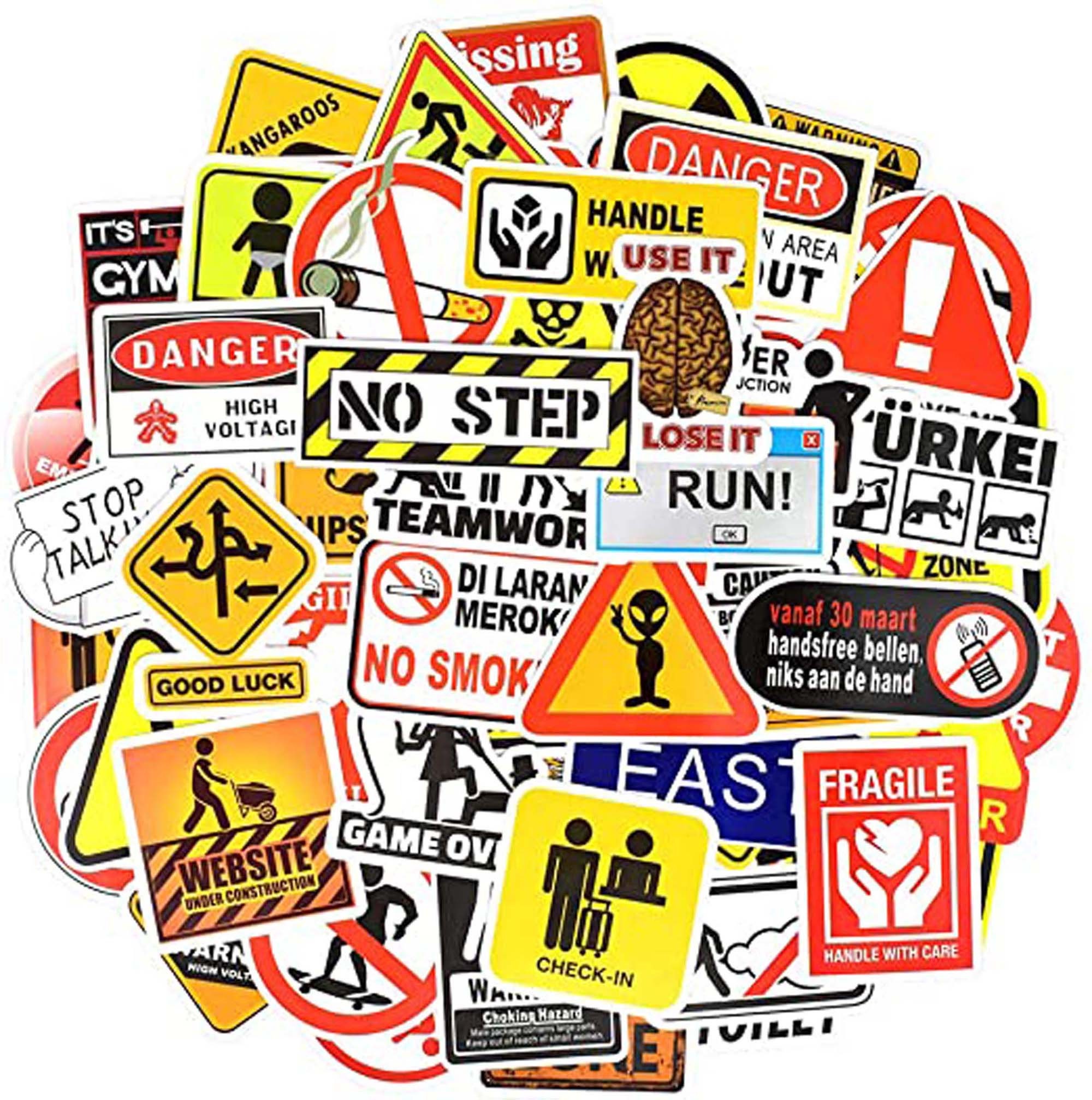 50Pcs Warning Sign Stickers Warning Graffiti Stickers | Etsy