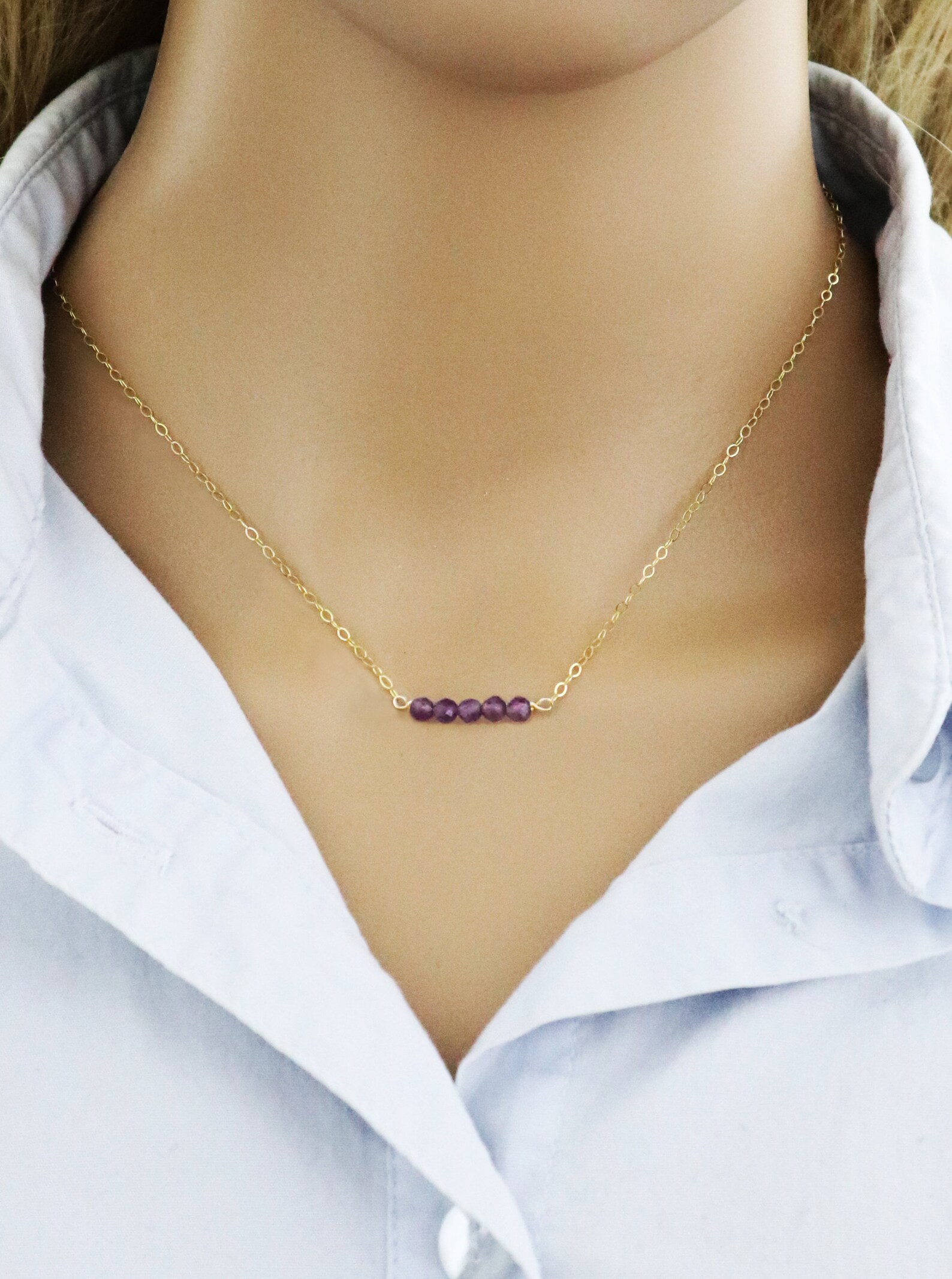 Amethyst Bar Necklace, February Birthstone Necklace, Necklaces for ...