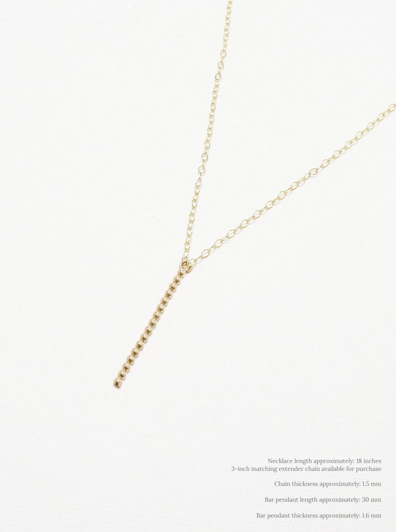 Vertical Gold Bar Necklace Bar Beaded Minimalist Necklace | Etsy