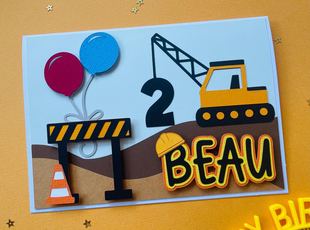 Construction Birthday Card Personalized Construction Card Excavator ...