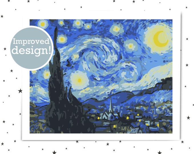 Paint by Numbers Van Gogh Starry Night Activity Kit Adult Printable ...