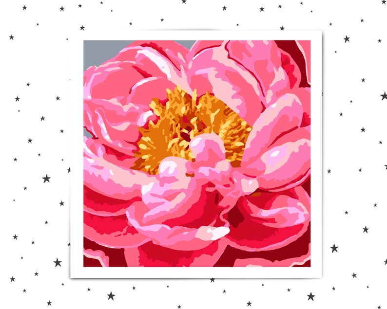Peony Paint by Numbers for Adults Pink Peonies Flower - Etsy