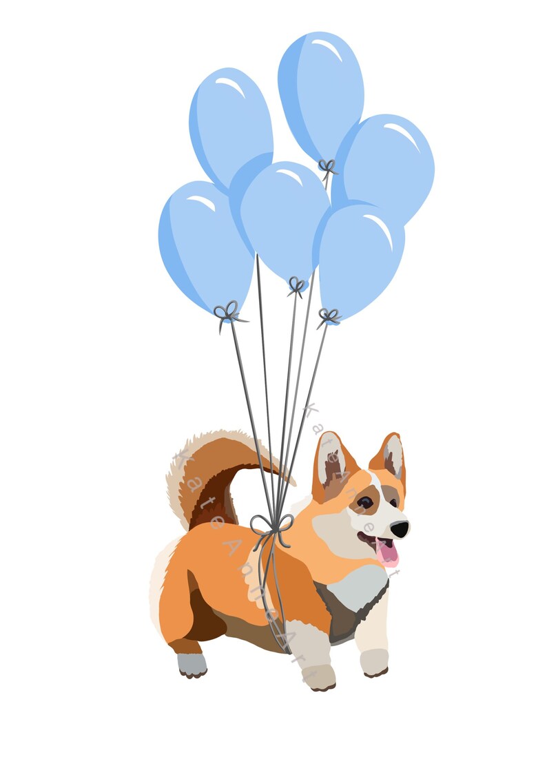Corgi Greeting Card Blank Inside Printable Flying Corgi - Etsy