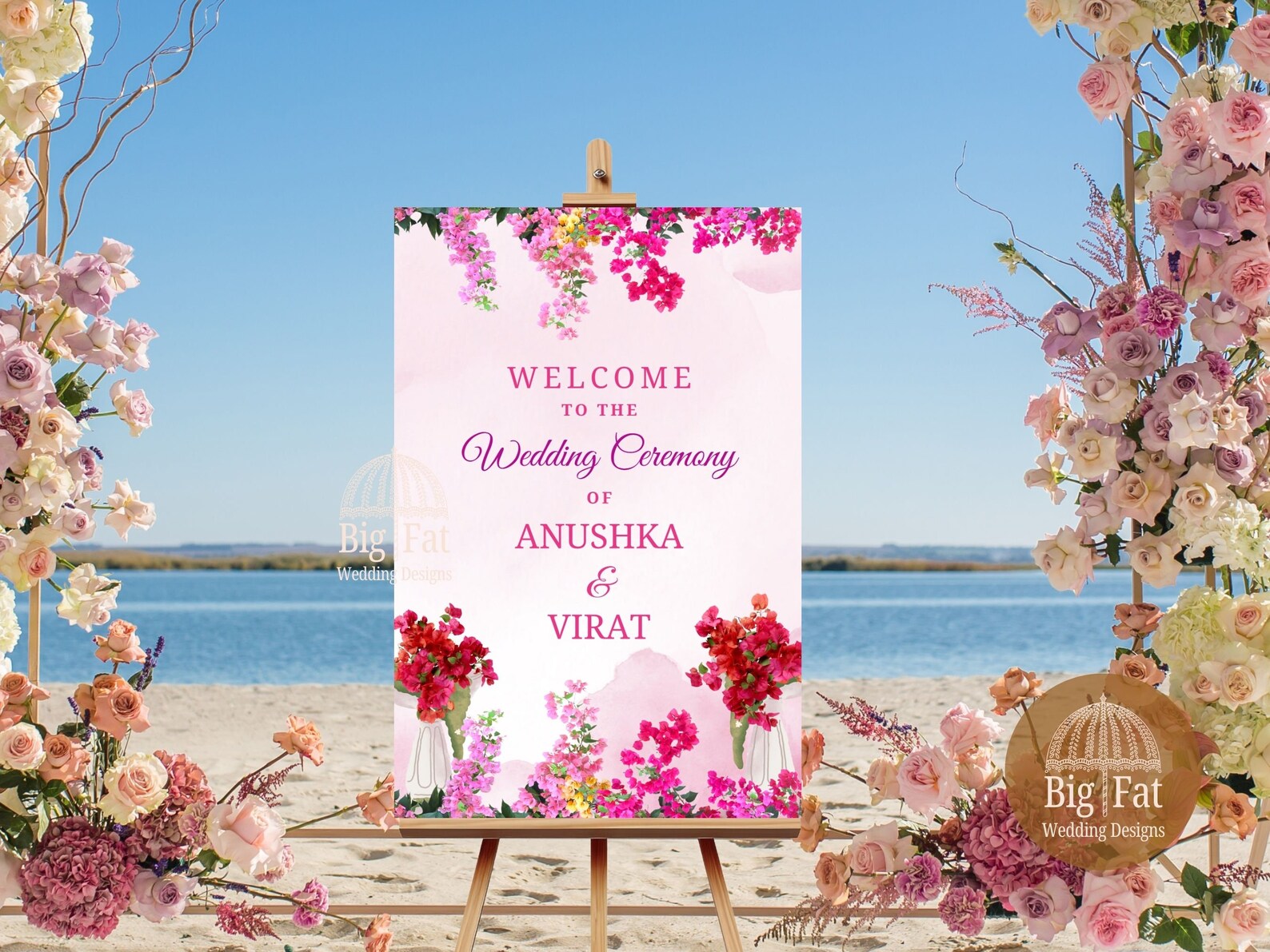 Pink Floral Indian Wedding Welcome Sign (PDF Template) - Etsy
