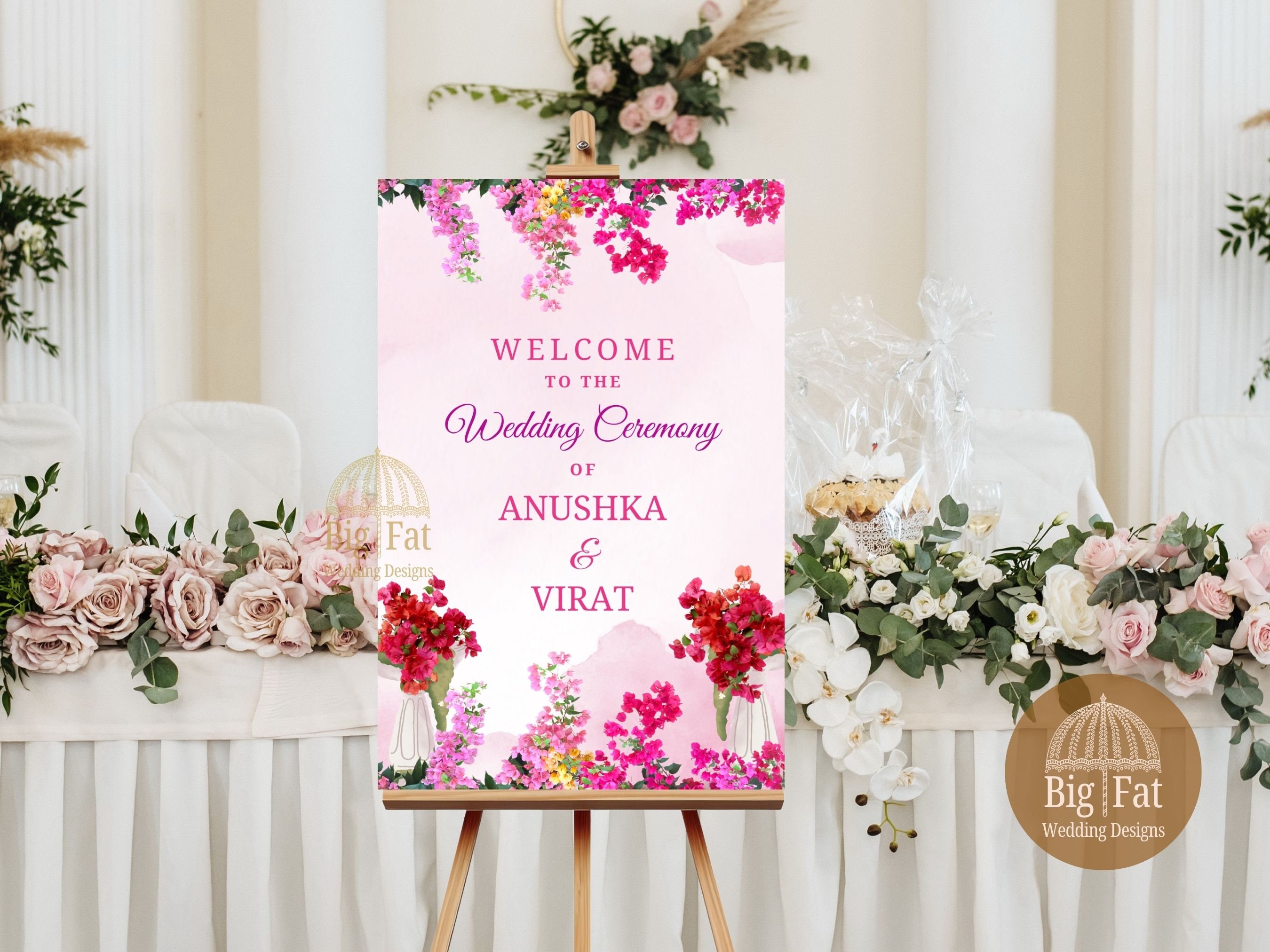 Pink Floral Indian Wedding Welcome Sign (PDF Template) - Etsy