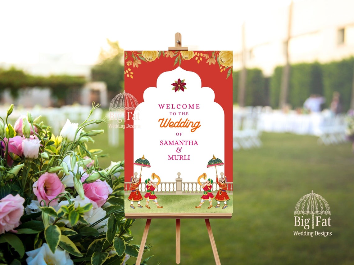 Wedding Entrance Signage for Hindu, South Indian and Gujarati Weddings ...