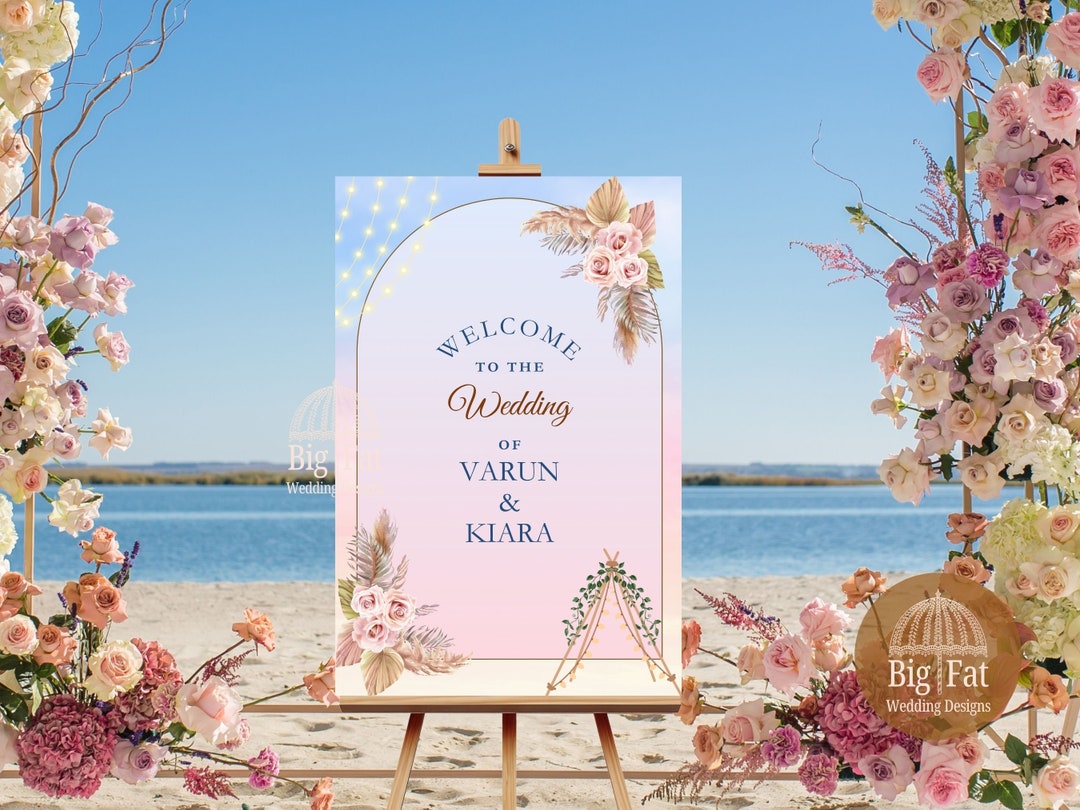 Boho Wedding Welcome Sign Template | Pampas Wedding Welcome Poster ...