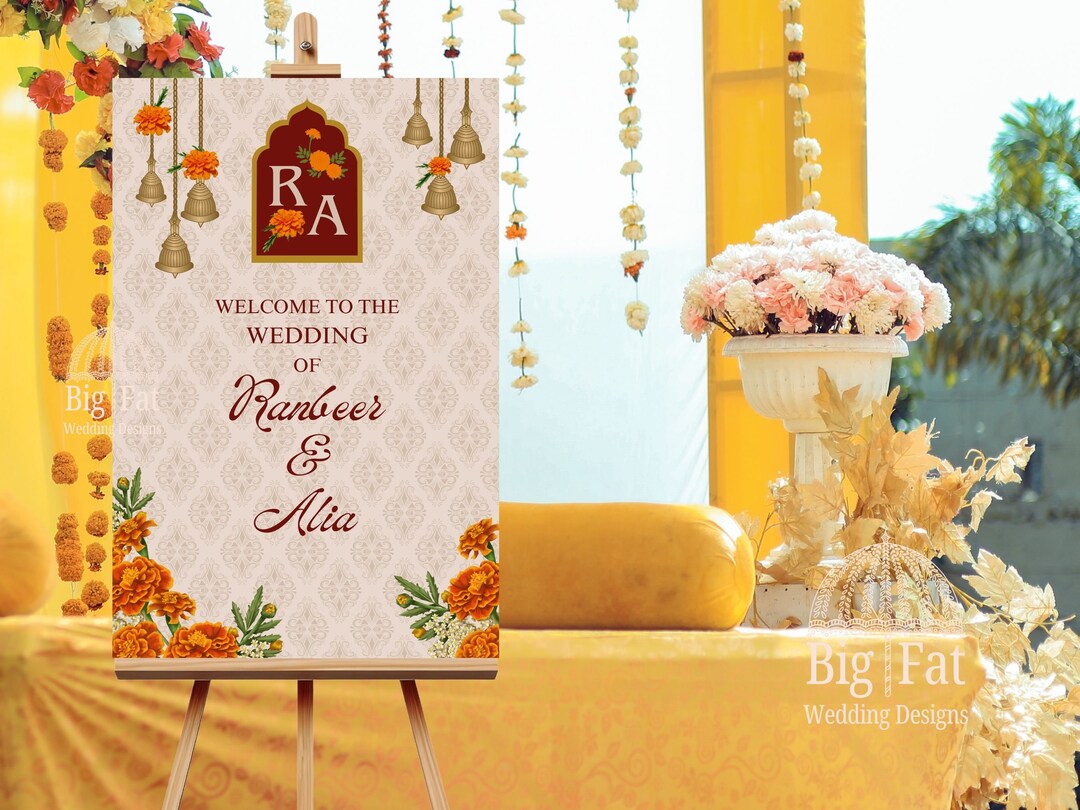 Indian Wedding Welcome Sign, Haldi Decor Sign Haldi Welcome Board ...