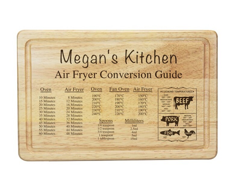 Air Fryer Conversion Chart Personalised Wooden Cutting Board - Etsy