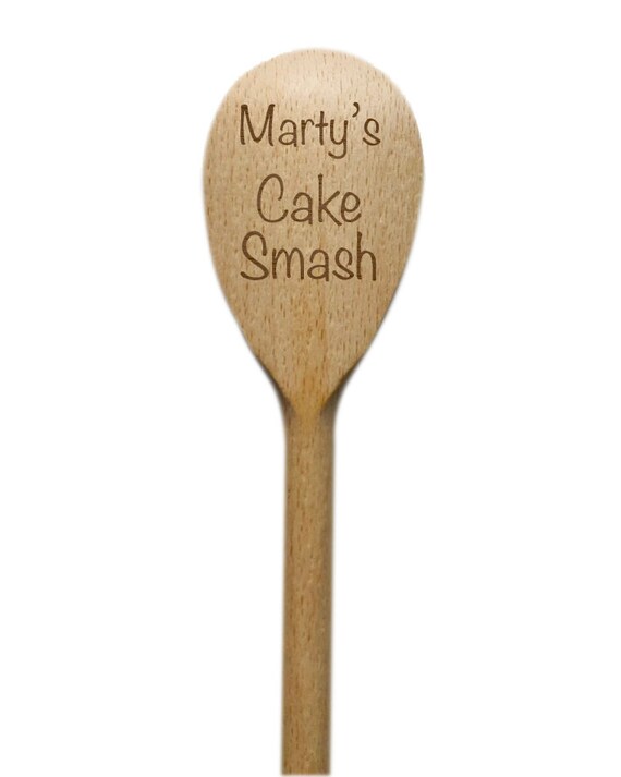 Cake Smash Wooden Spoons Engraved Kitchen & Dining Cooking Utensils ...