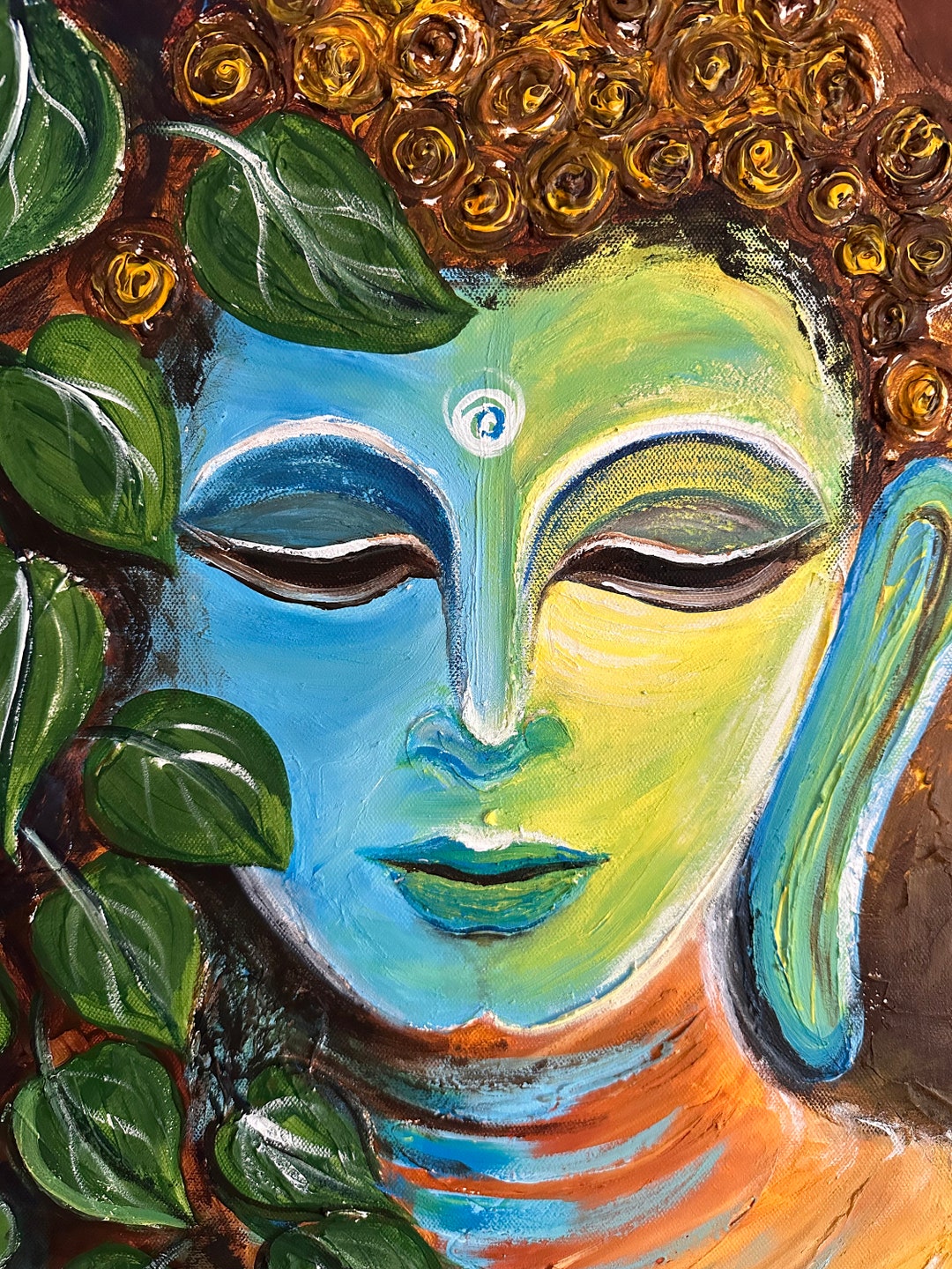 Buddha in Pure Bliss, 3D Texture Painting on Canvas, 20x20 Inches ...