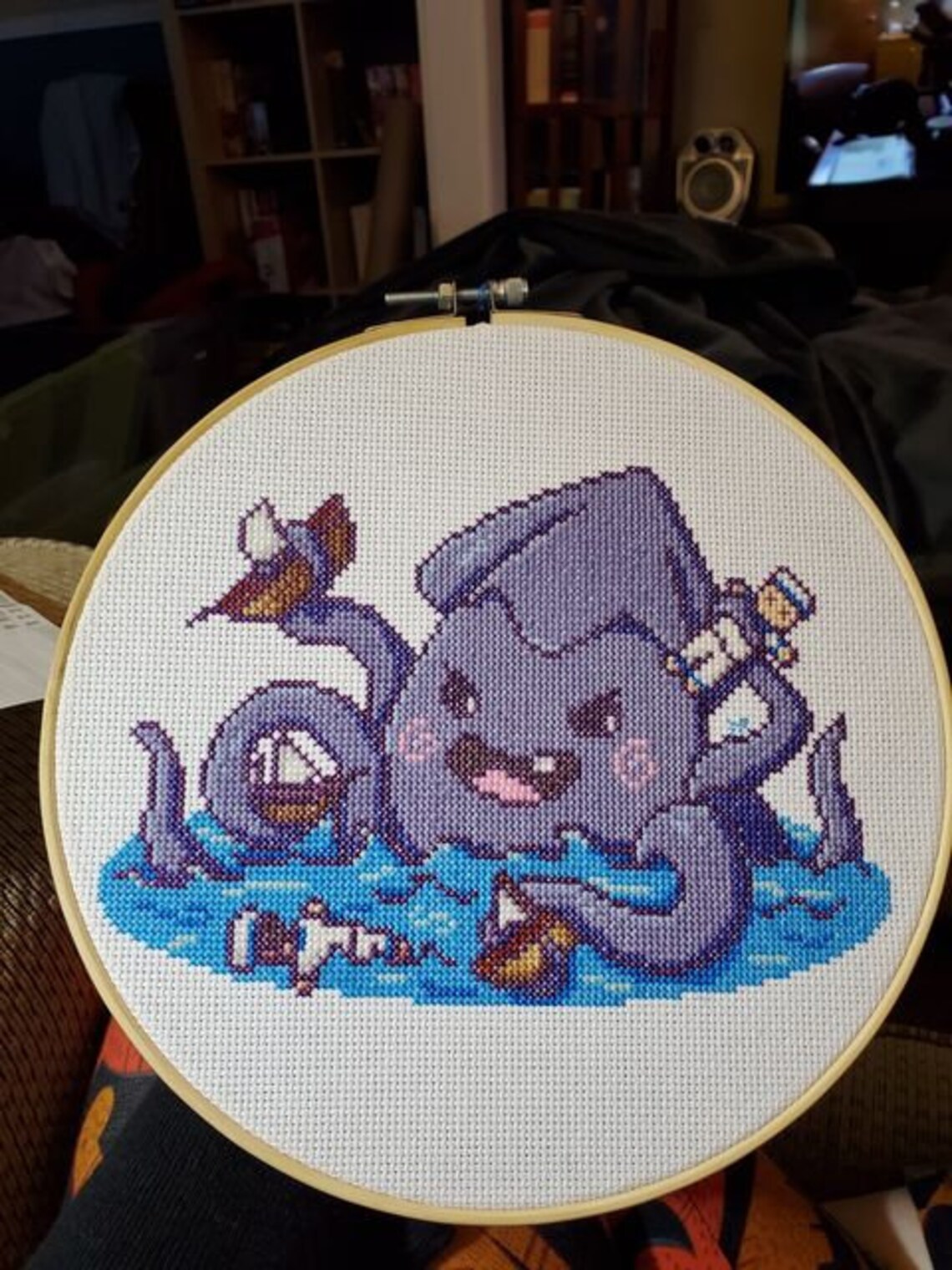 Kraken's Bathtime Cute Cross Stitch PDF Pattern Chibi | Etsy