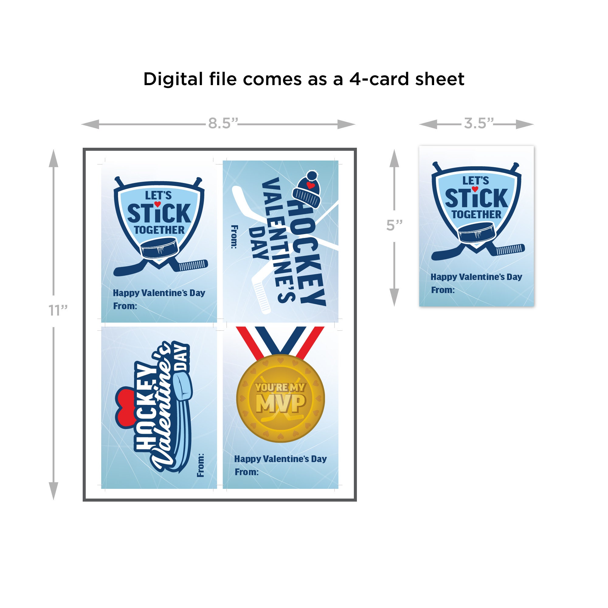 Hockey Theme Valentine's Day Cards - Printable - Downloadable PDF ...