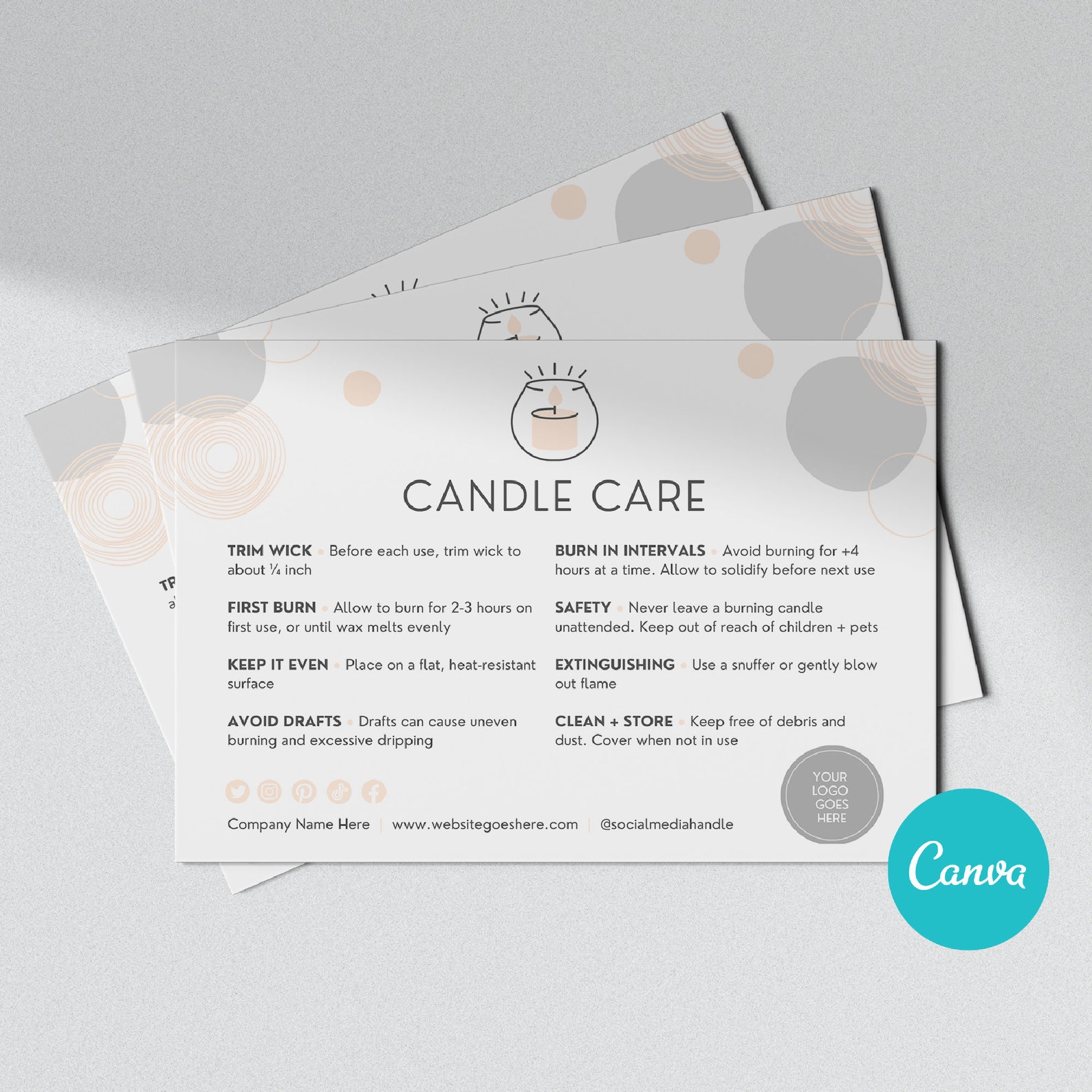 Editable Candle Care Card Candle Care Instructions Template Candles ...