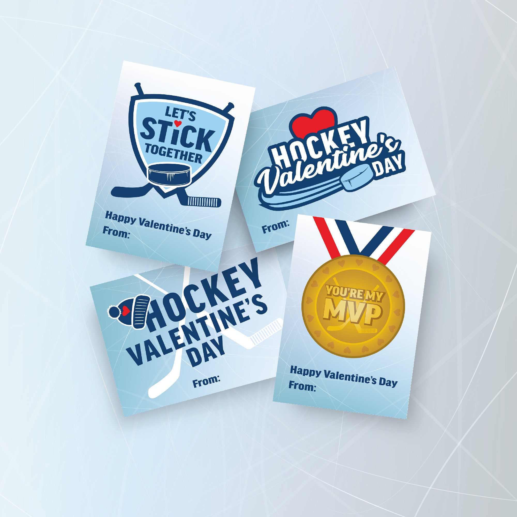 Hockey Theme Valentine's Day Cards - Printable - Downloadable PDF ...